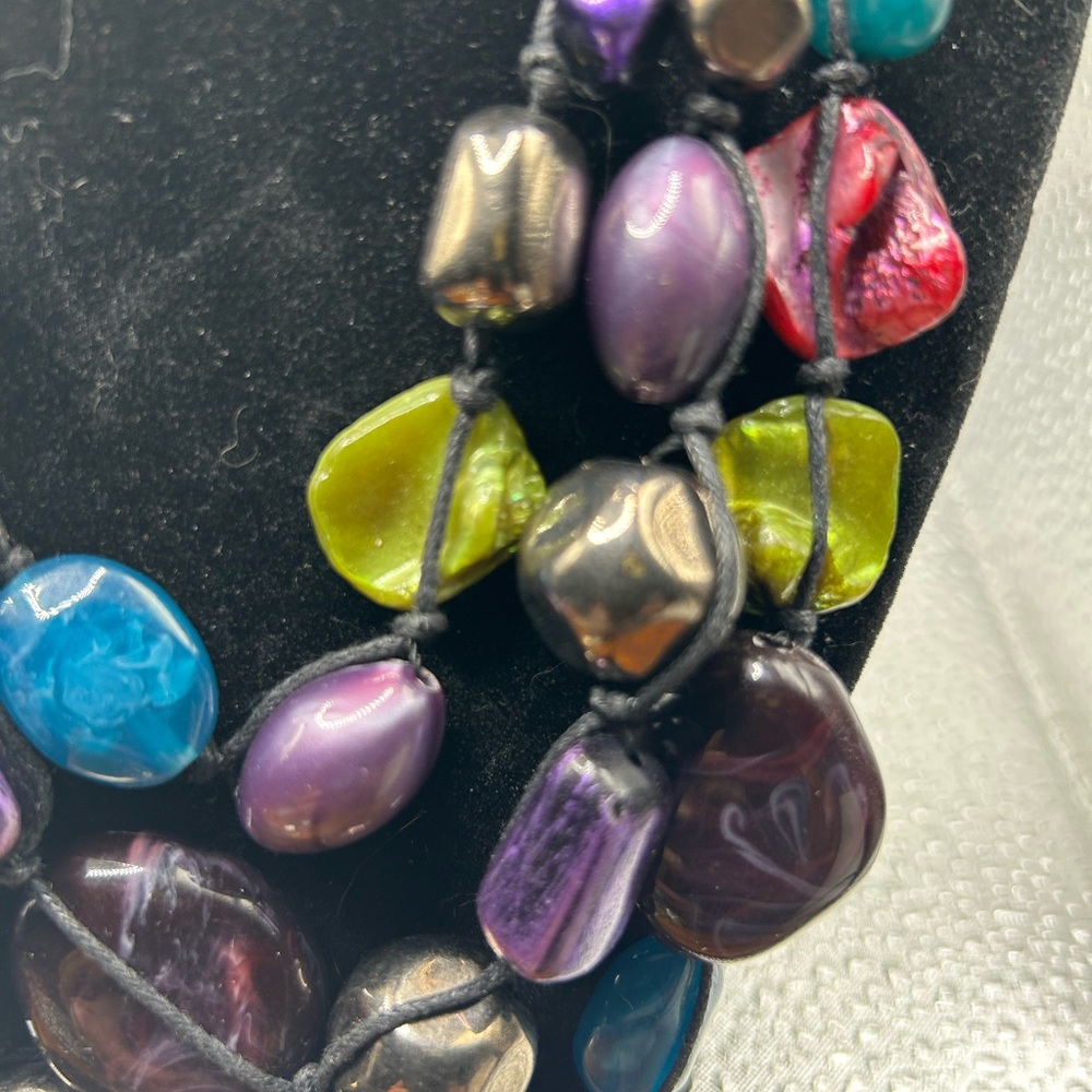 Multi- Layered Bead Necklace Multiple Colors Of Purpl… - Gem